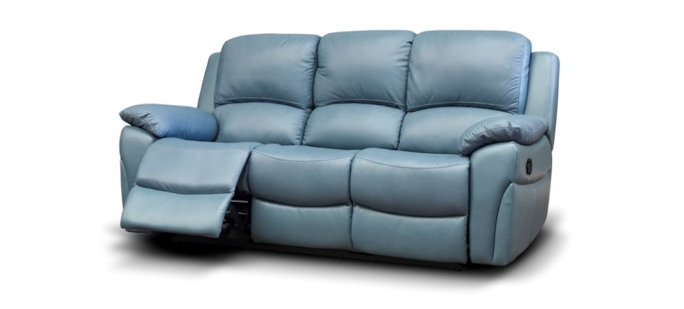 Blue leather loveseat store