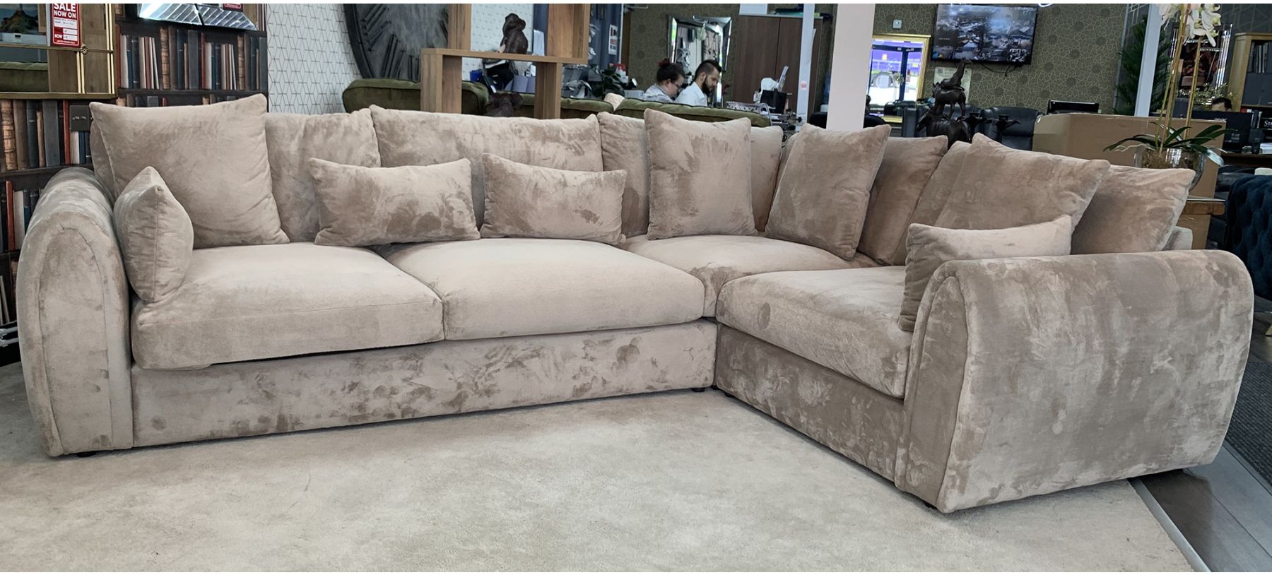 Libra Mocha Plush Fabric Rhf Corner Sofa Available Both Ways Round Also Available In Grey